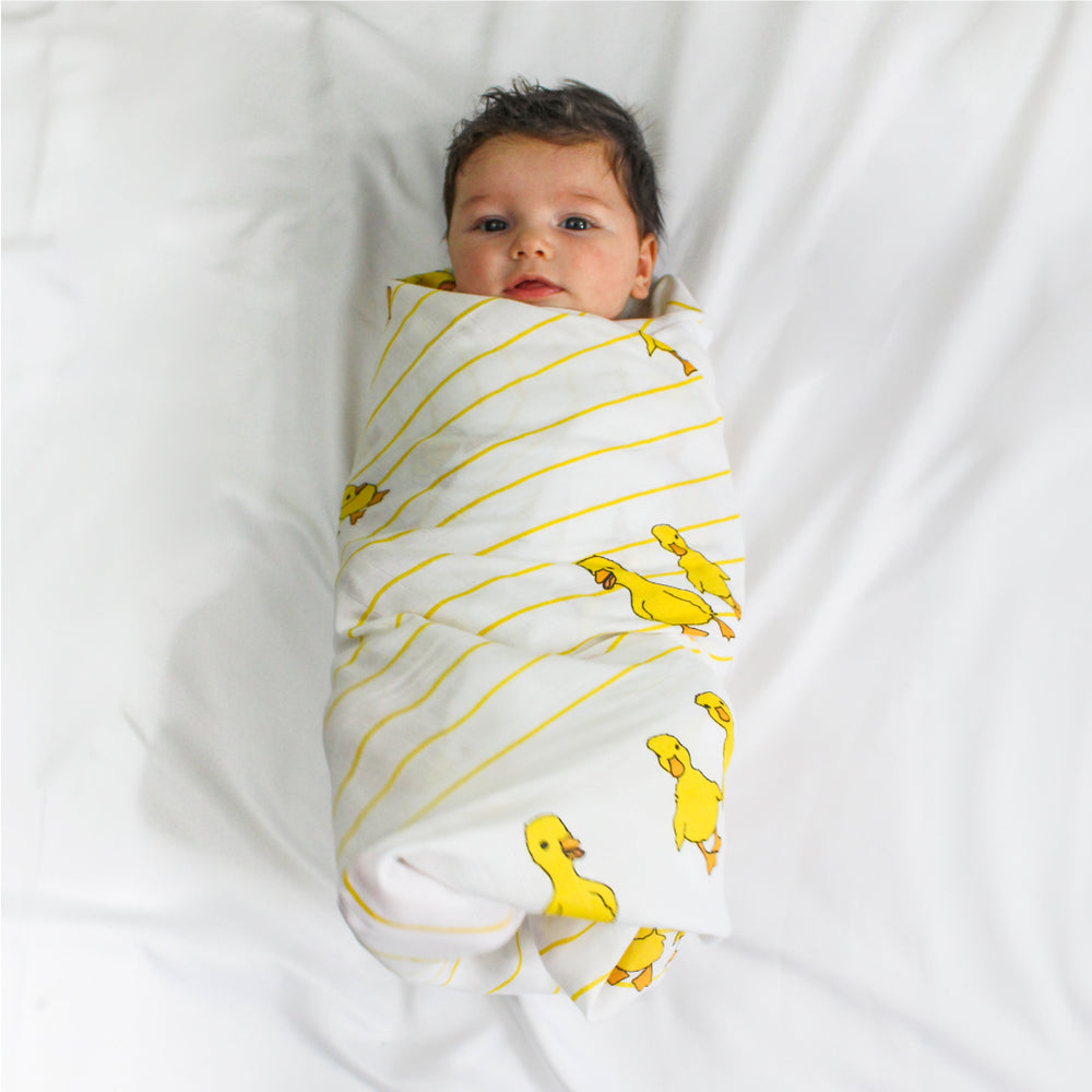 Buy Dancing Duck Organic Bamboo Baby Swaddle Online | Tiny Lane