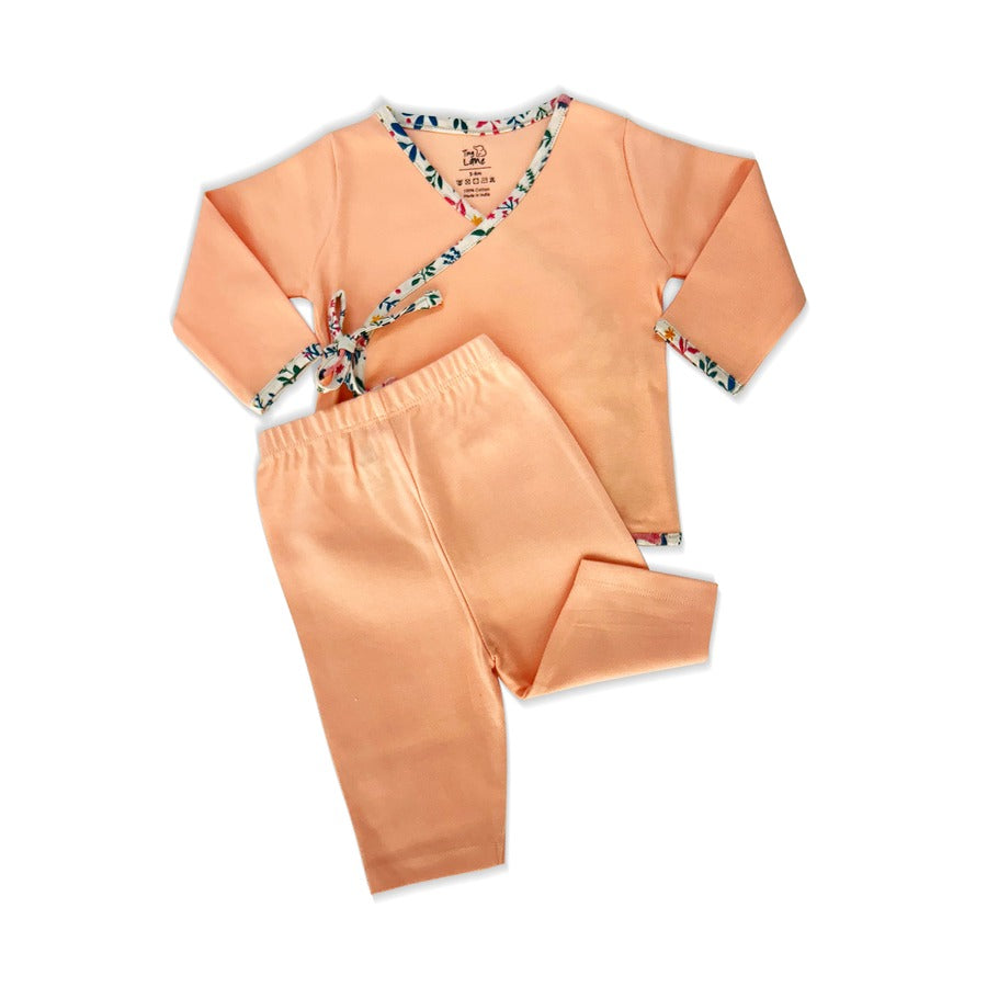Buy Peach Organic Newborn Baby Clothing Set | Jhabla & Legging | Tiny Lane